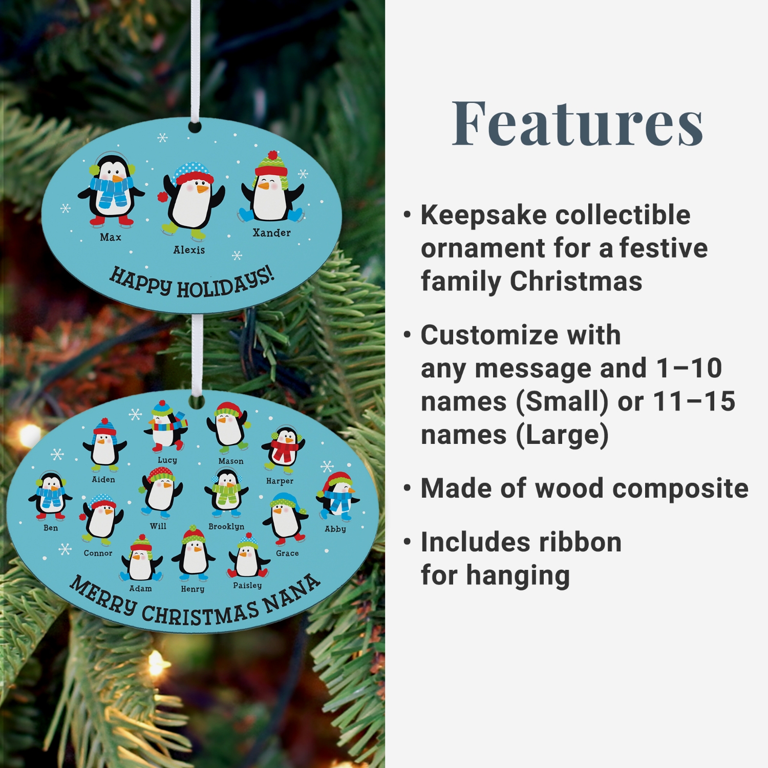 Playful Penguins Oval Ornament | Personal Creations