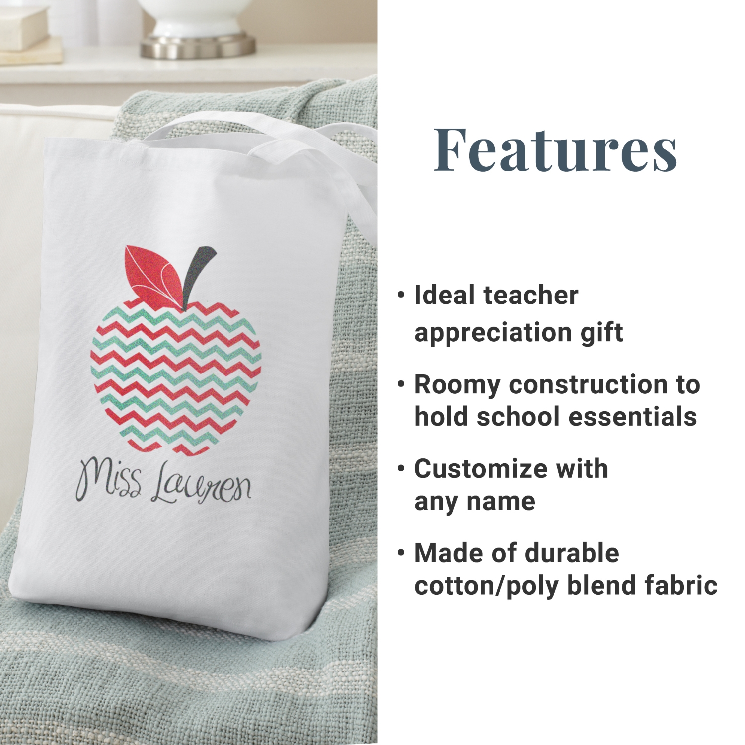 Chevron Apple Tote Bag | Personal Creations