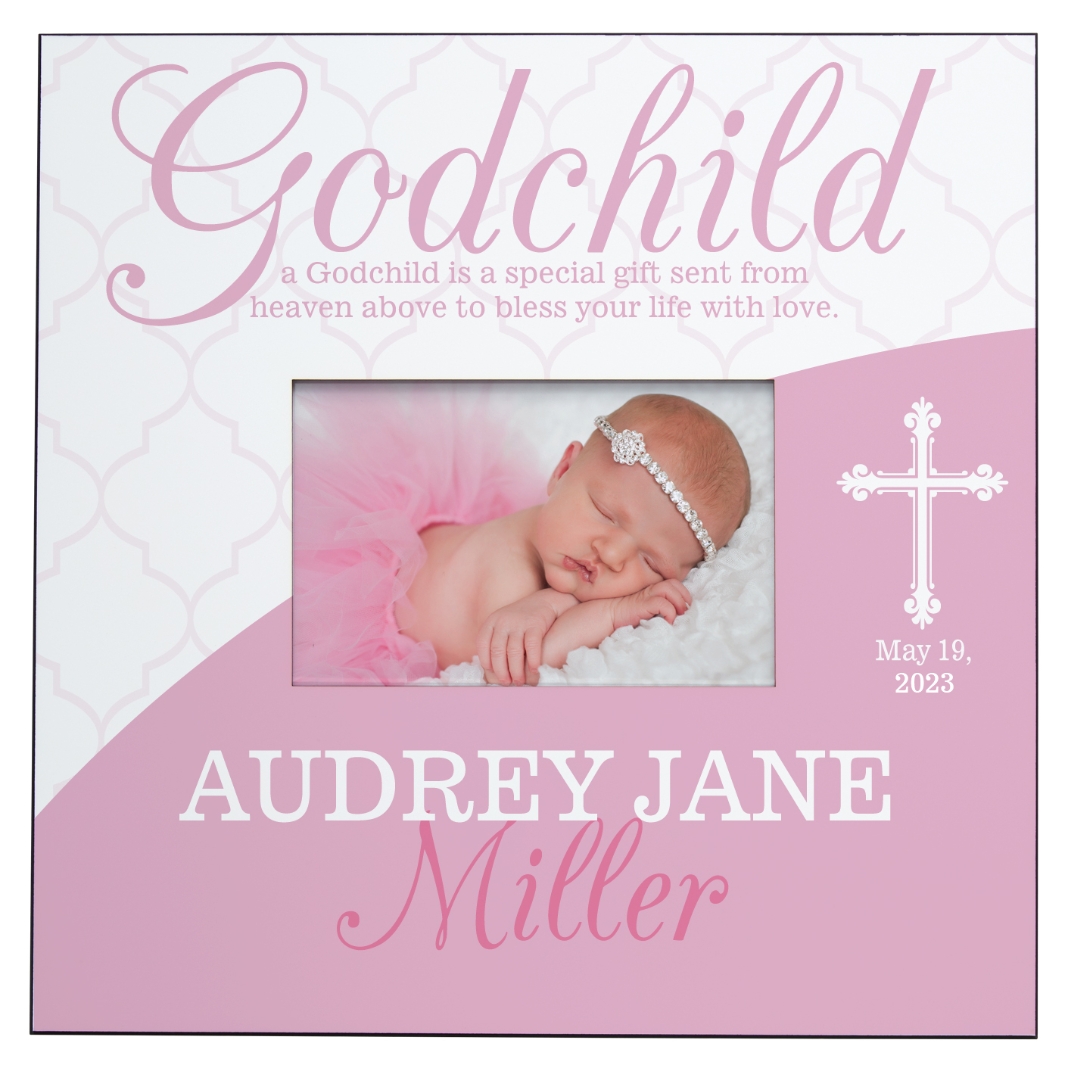 Blessings From Above Godchild Frame - Pink | Personal Creations