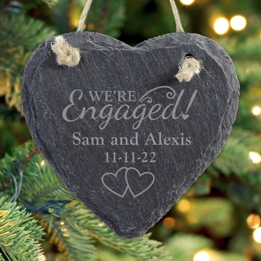 We're Engaged Heart Slate Ornament | Personal Creations