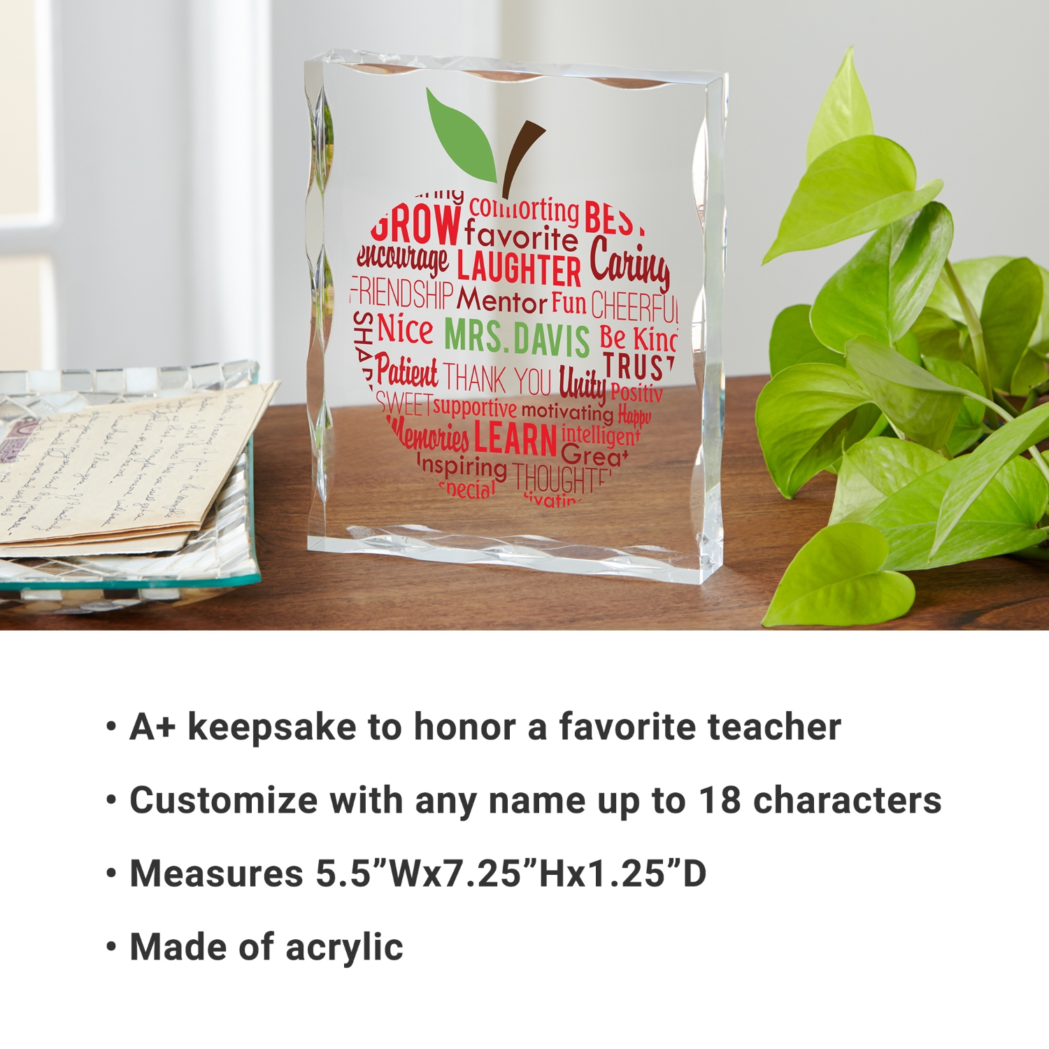 Apple For Teacher Acrylic Block at Gifts.com