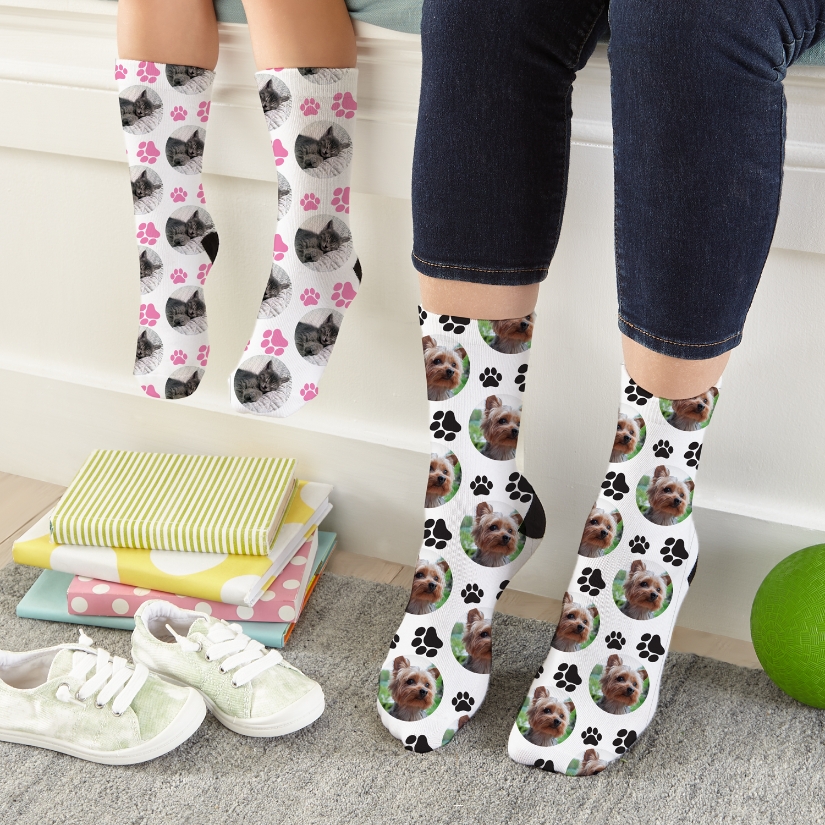Animal Paw Print Personalized Picture Socks at Gifts.com