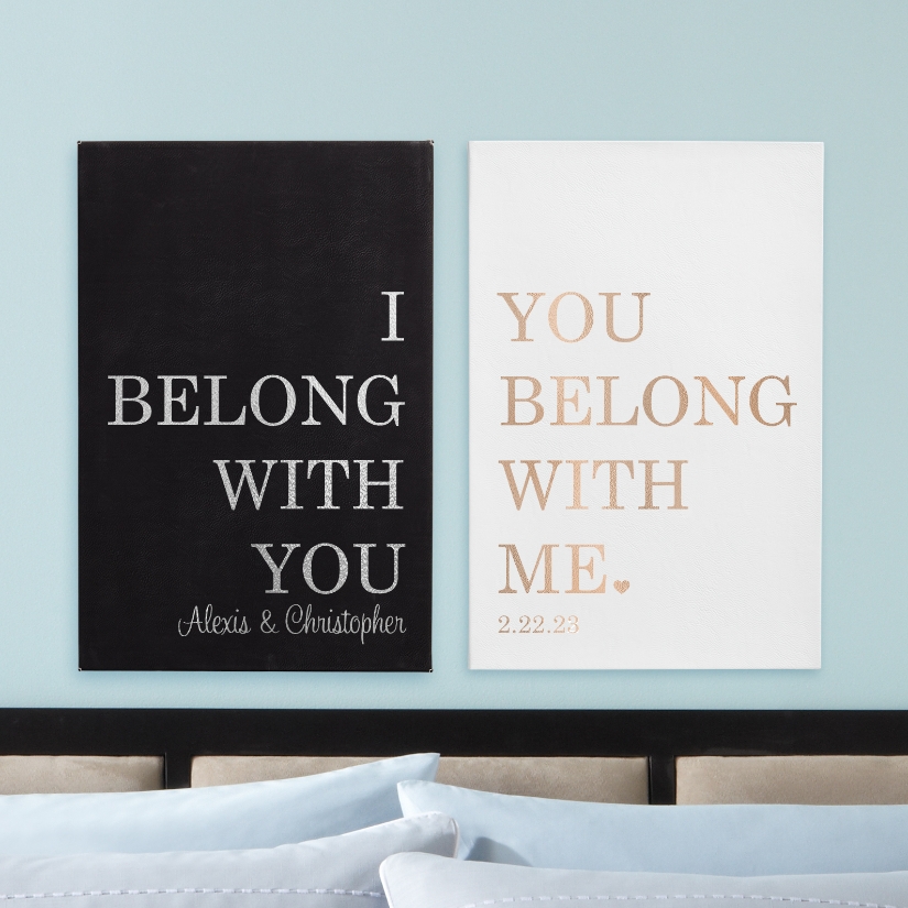 Forever Together Personalized Leather Wall Art Duo at Gifts.com