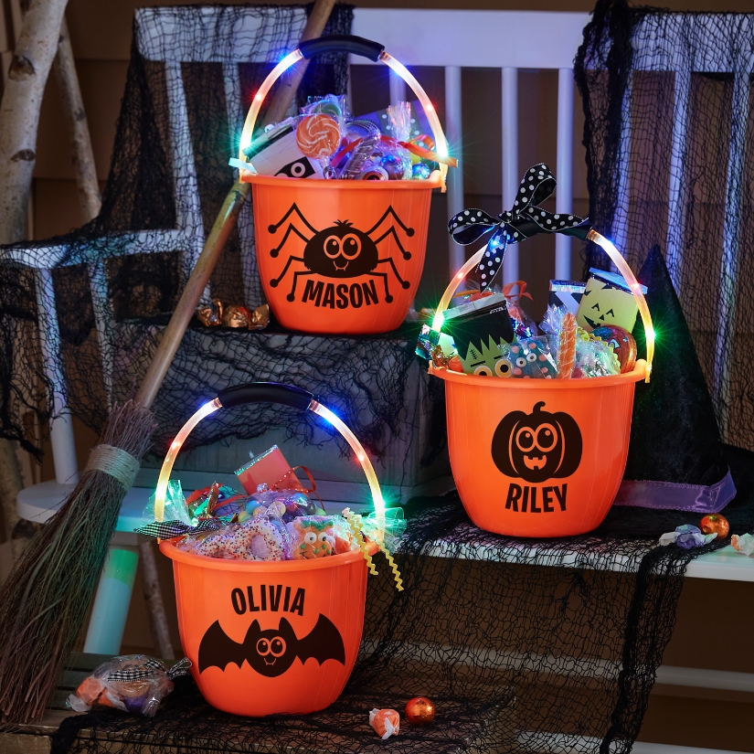 Spooky Buddies Personalized Light-Up Handle Bucket at Gifts.com