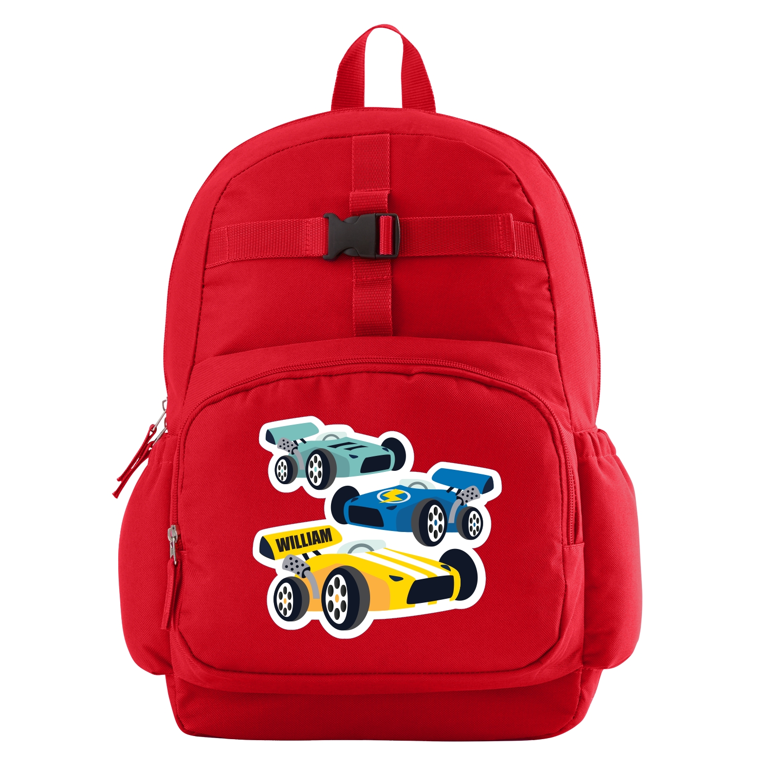 Fun Graphic Boys Red Backpack - Race Cars at Gifts.com