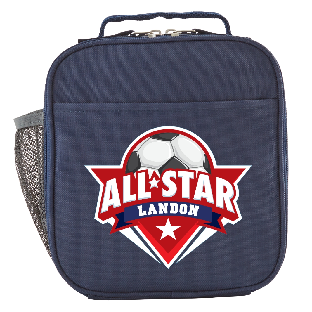Super Star Navy Lunch Box - Soccer | Personal Creations