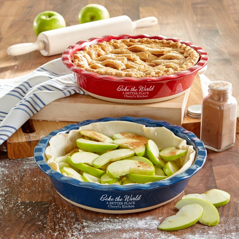 Bake The World A Better Place Stoneware Pie Dish | Personal Creations