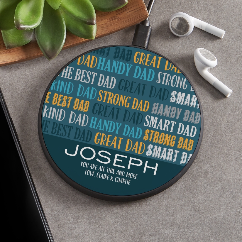 Greatest Dad, My Dad Personalized Wireless Charger at Gifts.com