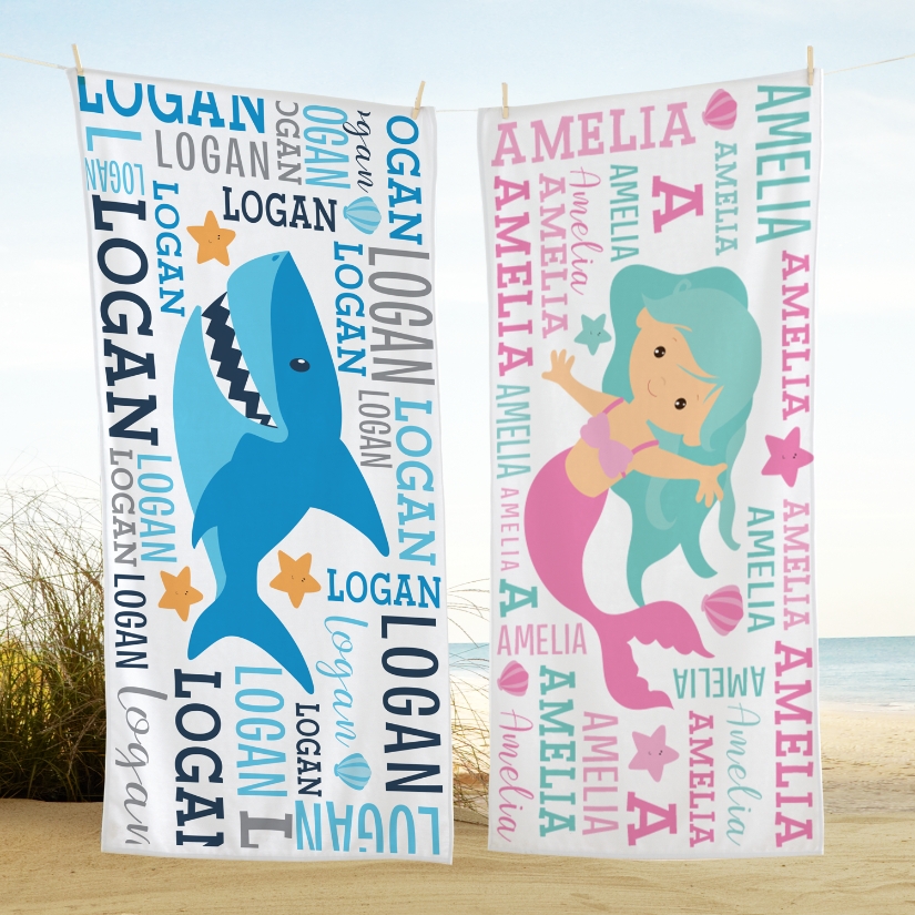 Adorable & Beachy Personalized Beach Towel at Gifts.com