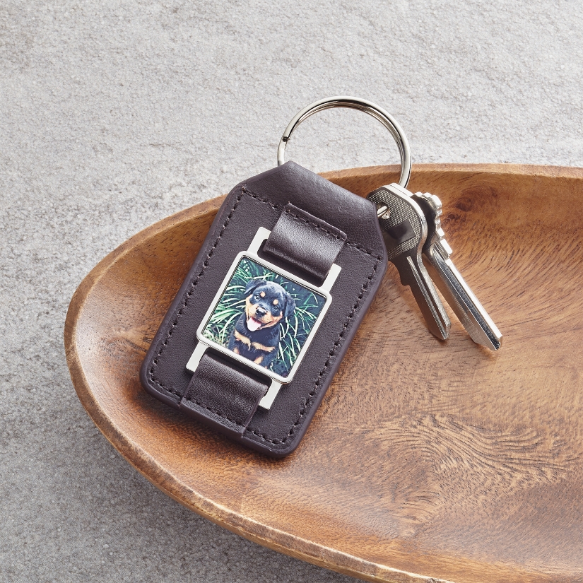 Custom Leather Photo Keychain at Gifts.com