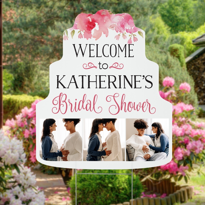 Celebratory Photo Personalized Cake Yard Sign at Gifts.com