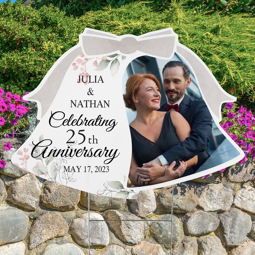 Anniversary Photo Bell Yard Sign | Personal Creations