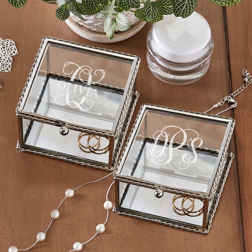 Elegant Glass Personalized Treasure Box at Gifts.com