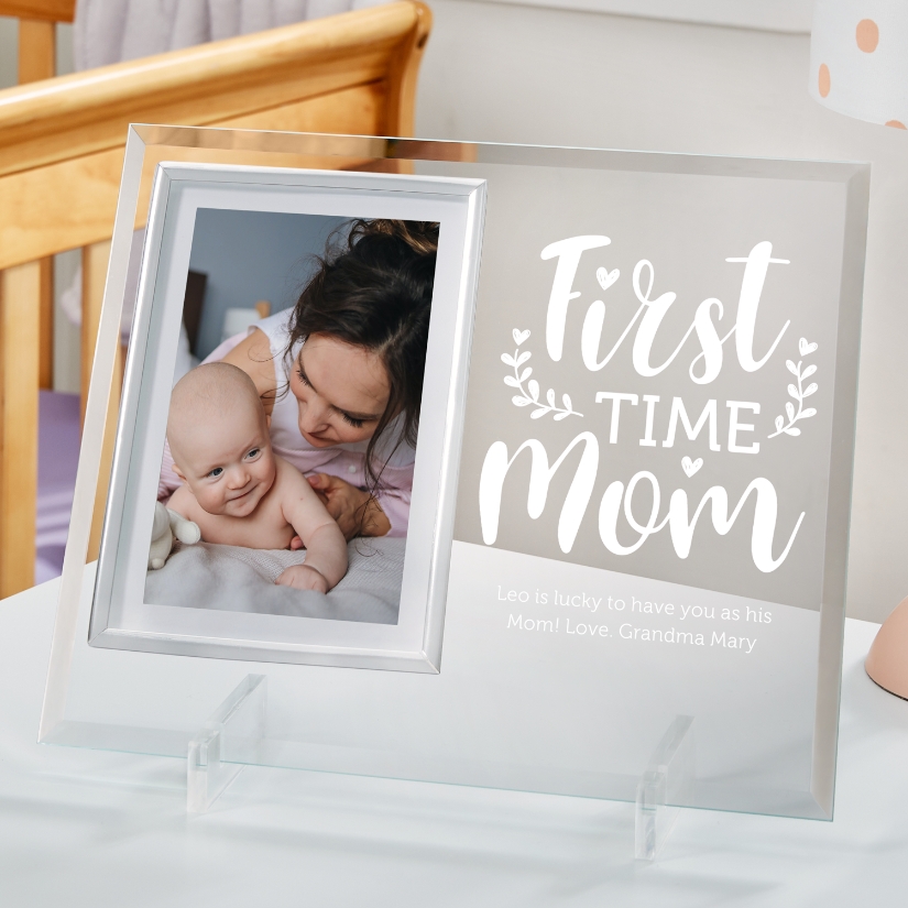 First-Time Mom Personalized Glass Photo Frame at Gifts.com