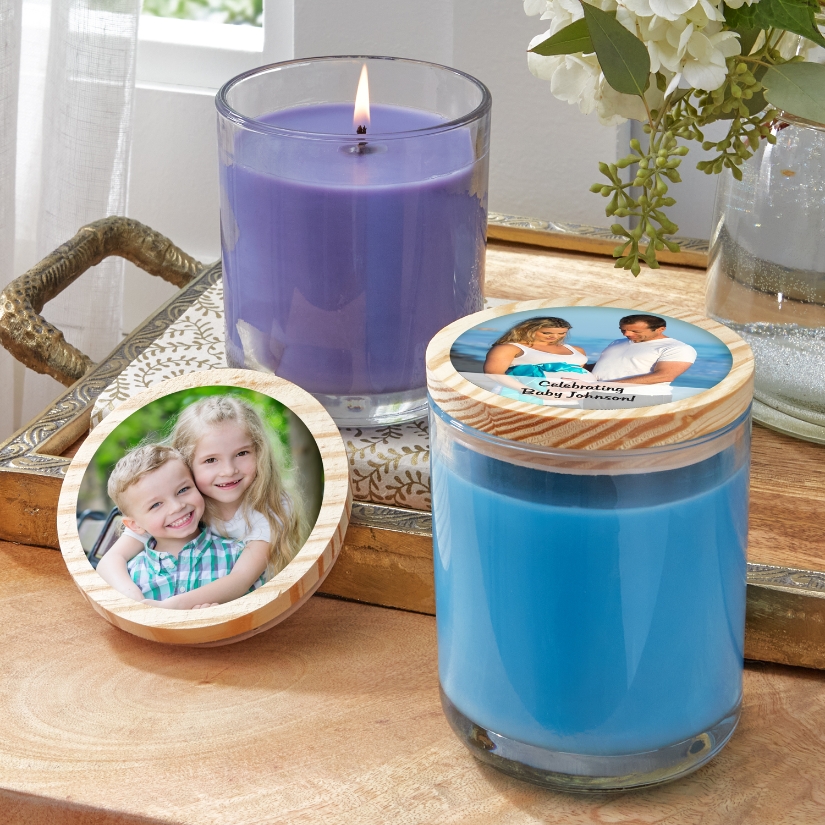 Captivating Personalized Photo Wooden Lid Candle at Gifts.com