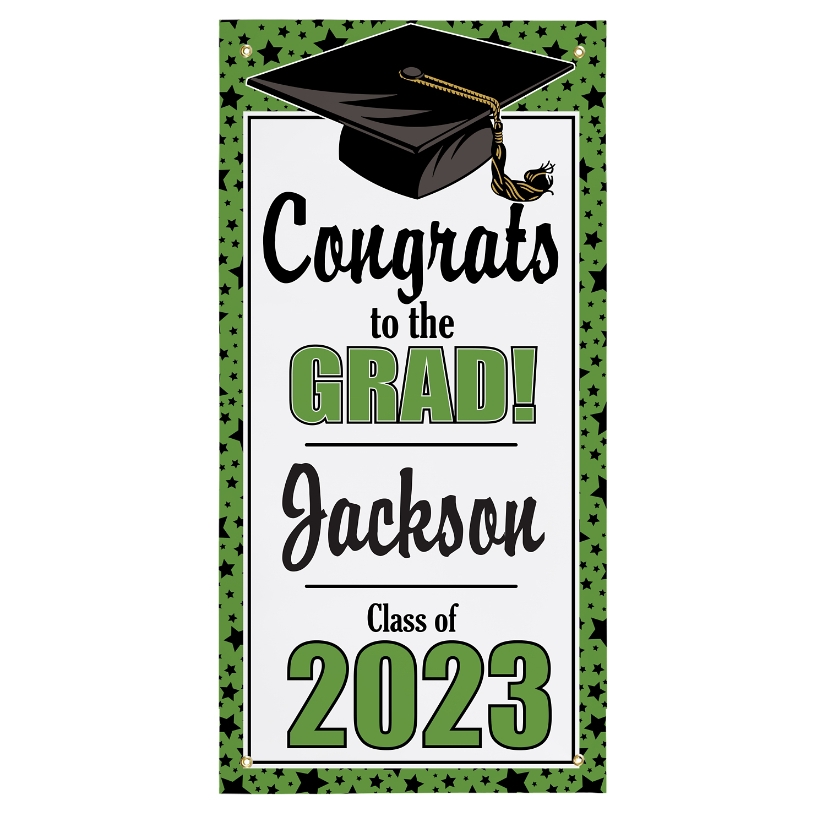 Graduation Door Hanging Banner-Green-4ft at Gifts.com