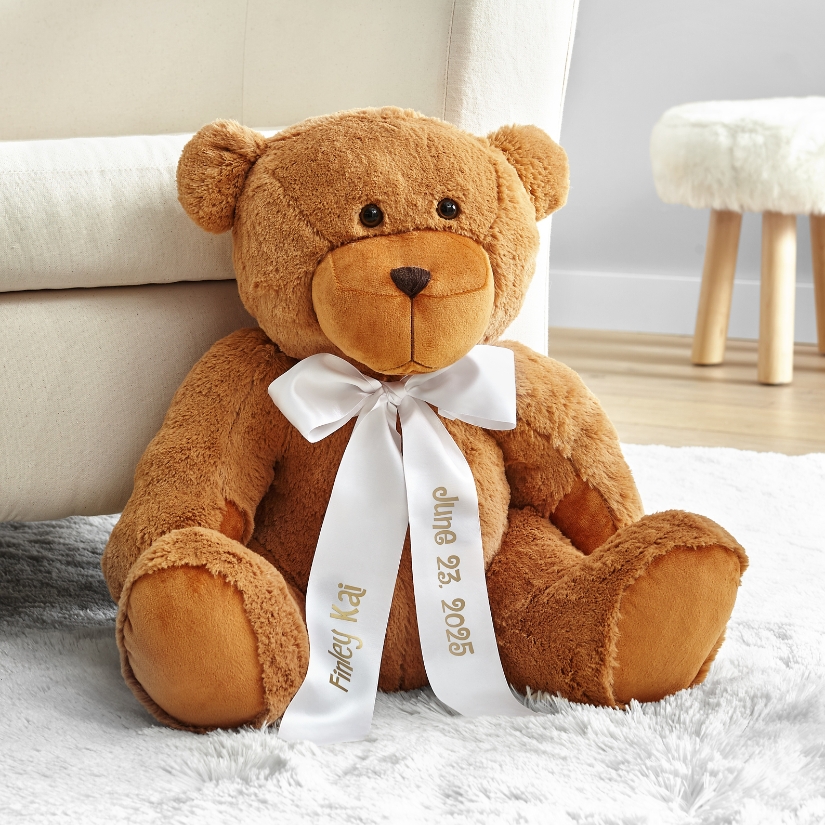 27" Cuddly Personalized Bear - White Ribbon at Gifts.com
