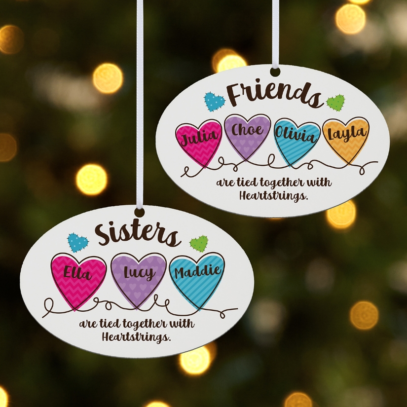 Sisters and Friends Heartstrings Oval Ornament | Personal Creations
