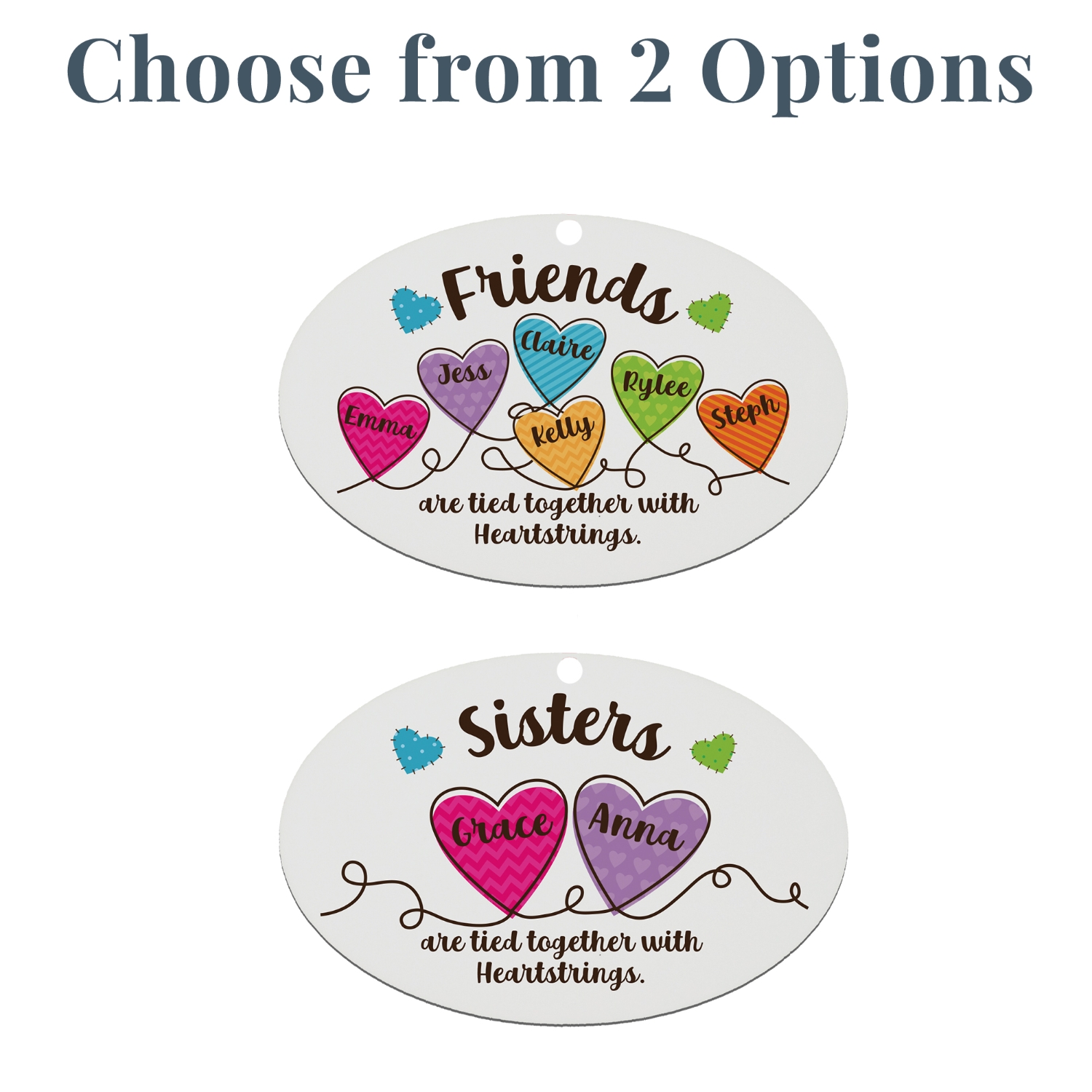 Sisters and Friends Heartstrings Oval Ornament | Personal Creations