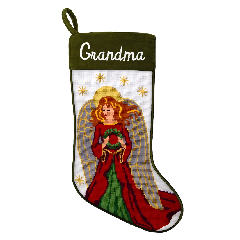 Vintage Needlepoint Stocking-Angel at Gifts.com