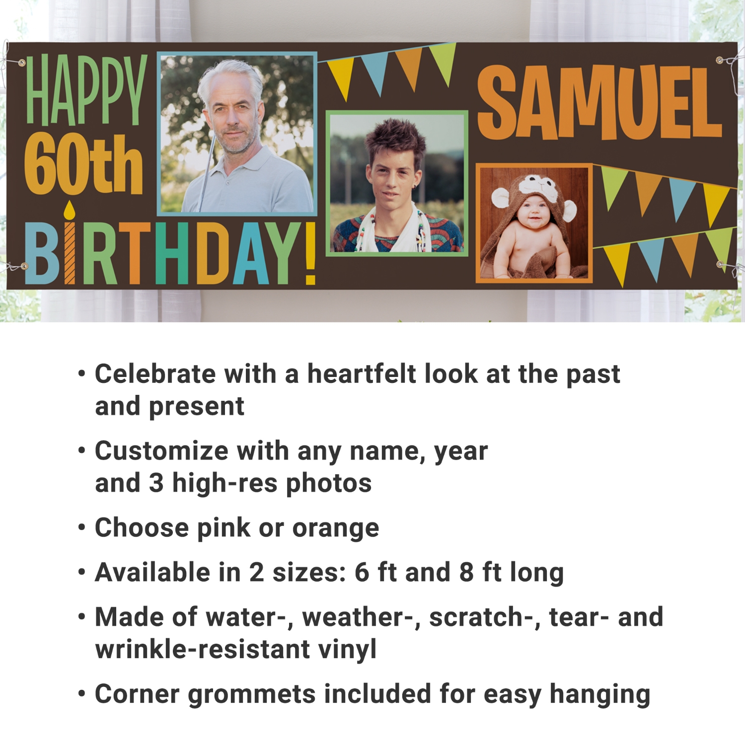 Past & Present Photo Birthday Personalized Banner at Gifts.com