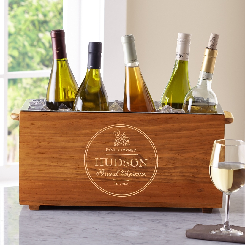 Elegant Reserve Personalized Wooden Wine Cooler at Gifts.com