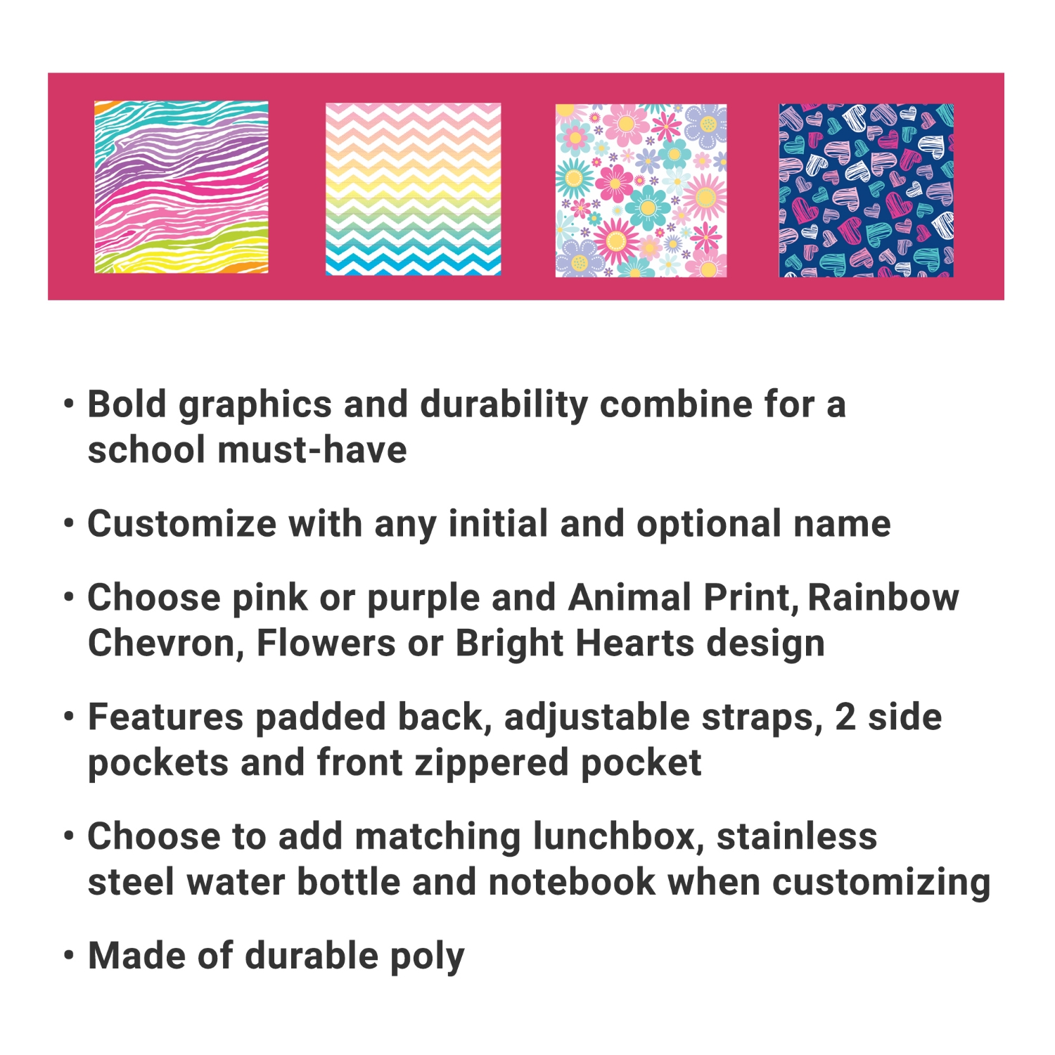 Pretty Pattern Pink Backpack Collection | Personal Creations