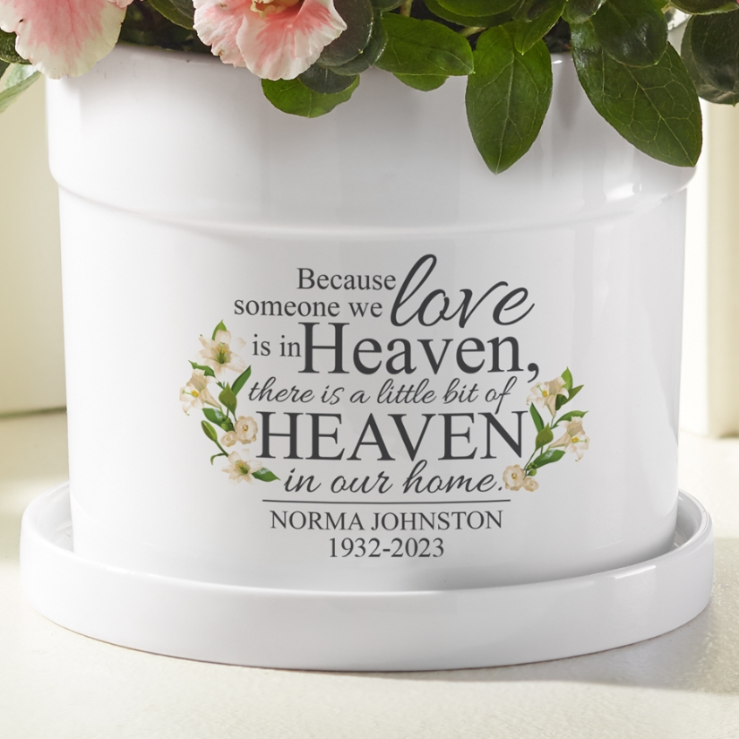 For Loved Ones In Heaven Personalized Memorial Flower Pot at Gifts.com