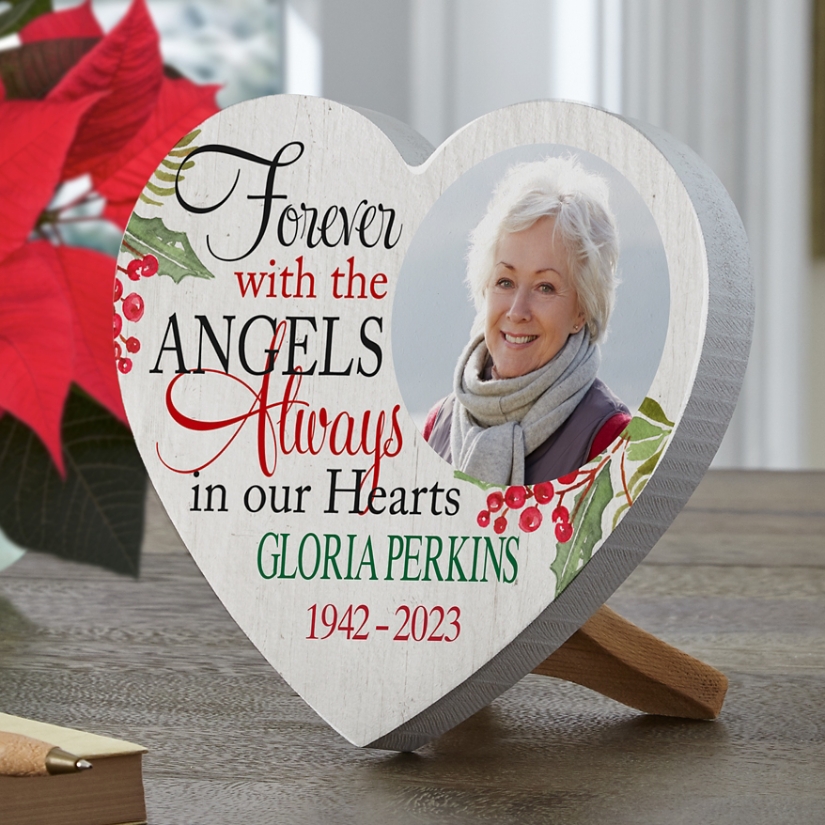 Forever with the Angels Photo Wood Heart | Personal Creations