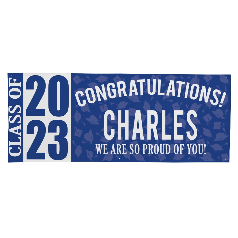 Best in Class Graduation Banner-Blue-10ft at Gifts.com