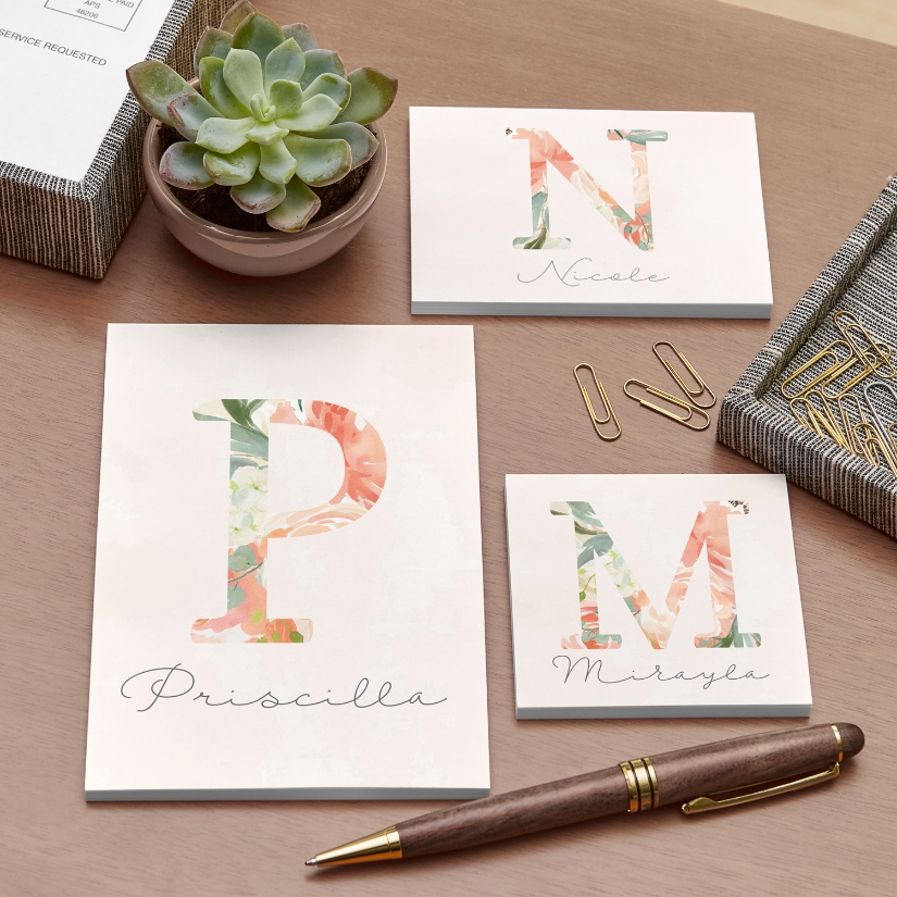 Elegant Initial Custom Post-It Notes at Gifts.com