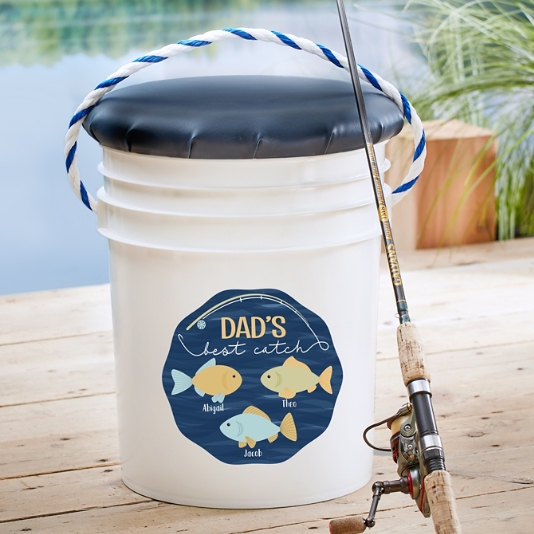 My Best Catch Seated Fishing Pail | Personal Creations
