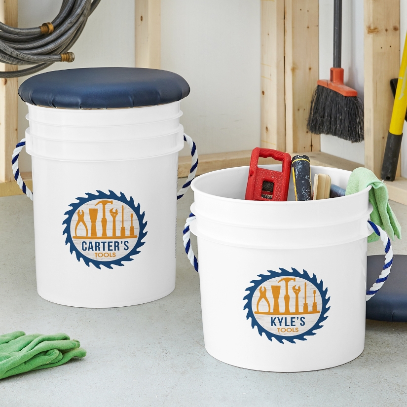 Tool Time Seated Storage Bucket | Personal Creations