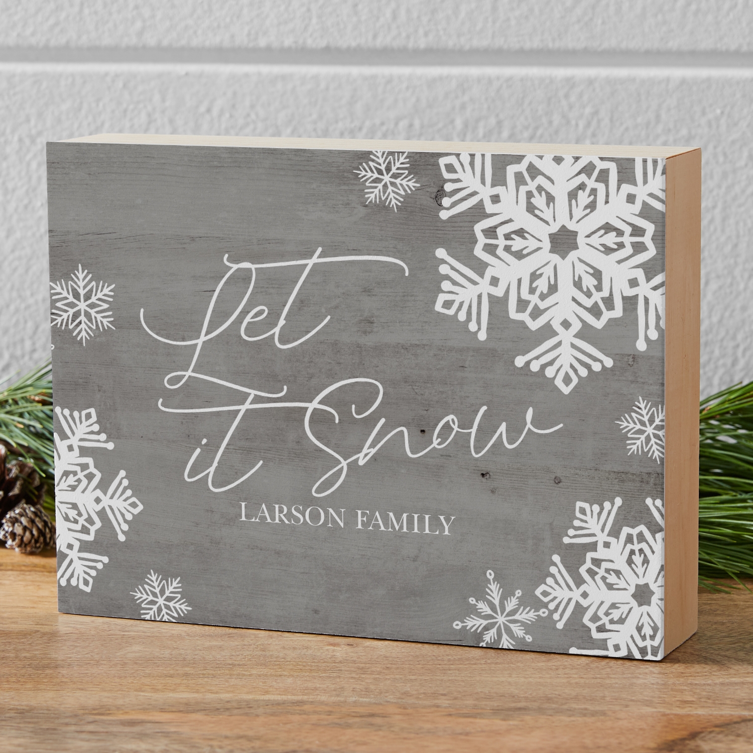 Let It Snow Personalized Wooden Block at Gifts.com