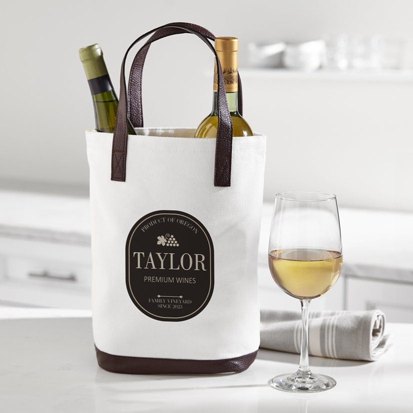 Deluxe Wines Personalized Dual Bottle Wine Carrier at Gifts.com
