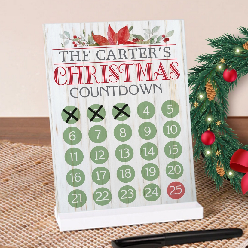 Custom Christmas Countdown Dry Erase Board at Gifts.com