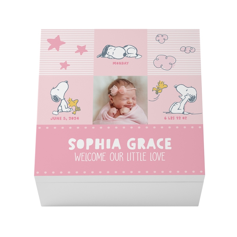 PEANUTS® Baby Love Photo Keepsake Box-Pink at Gifts.com