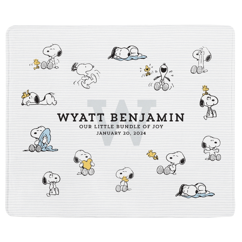 PEANUTS® Fun Faces with Snoopy™ Plush Baby Blanket-L at Gifts.com