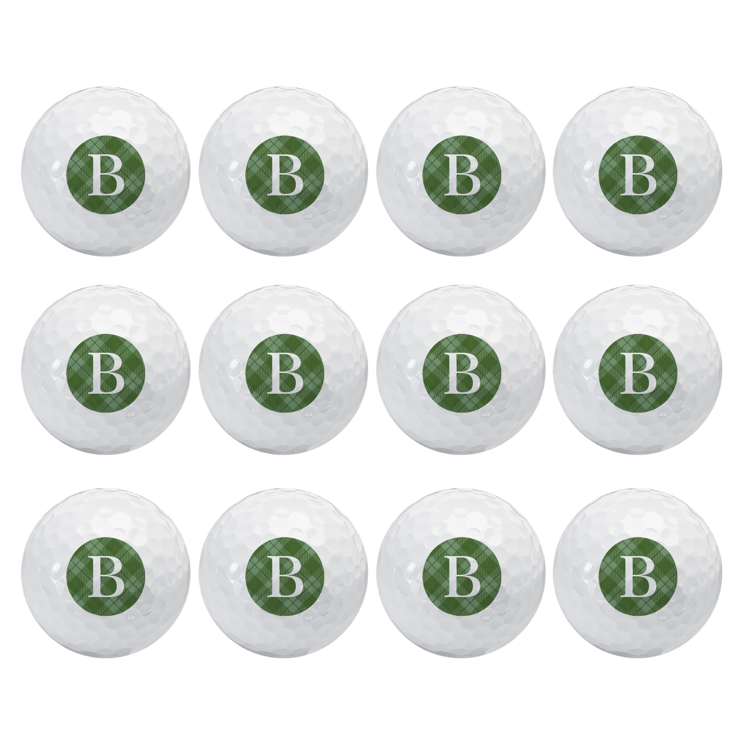 Personalized Golf Balls - Plaid Initial - Set of 12 at Gifts.com