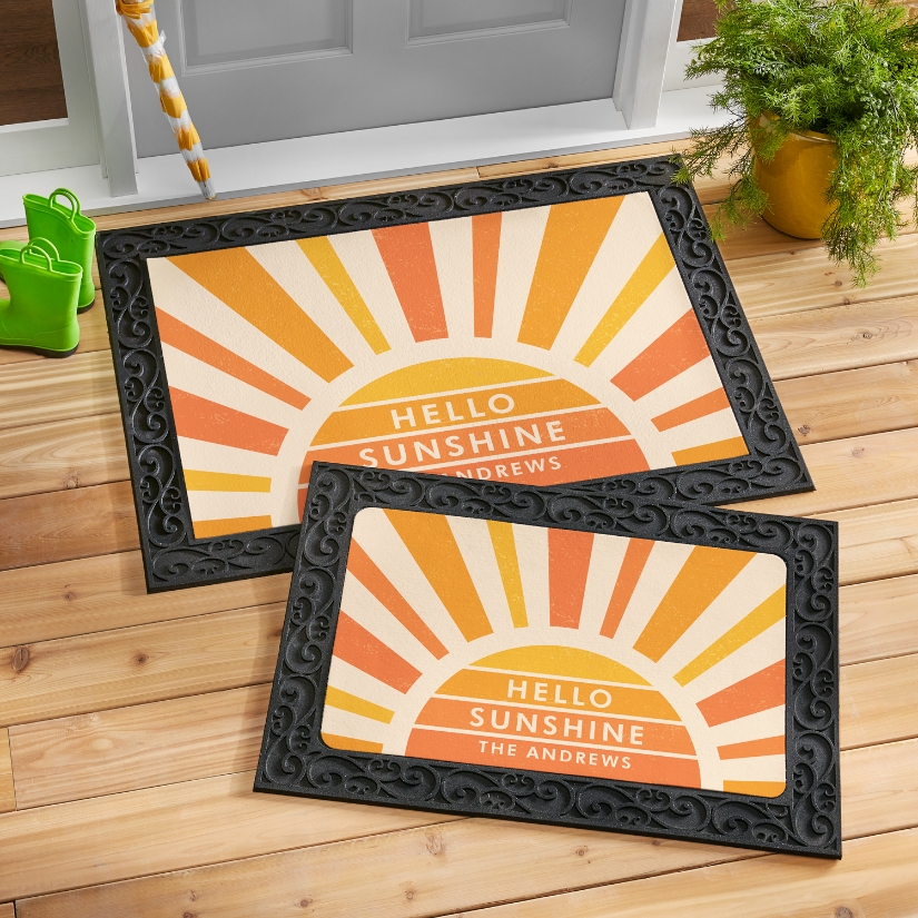 Radiant Sunshine Personalized Welcome Mat at Gifts.com