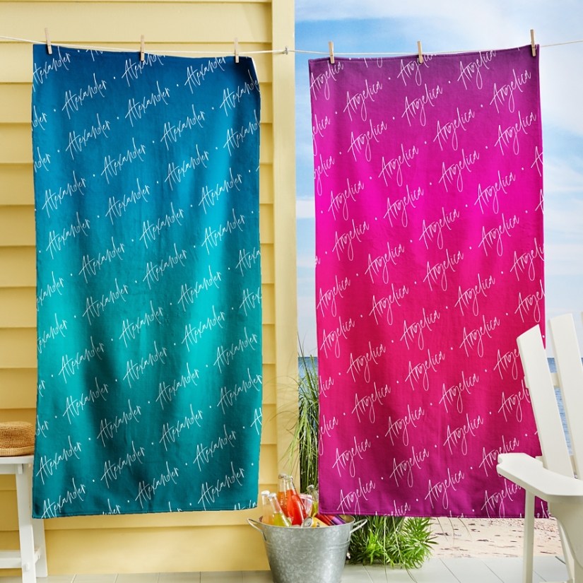 Slanted Signature Personalized Beach Towel at Gifts.com