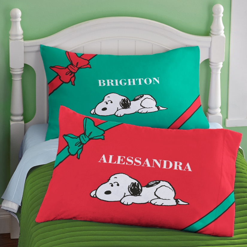 PEANUTS® Snoopy™ Present Bow Pillowcases at Gifts.com