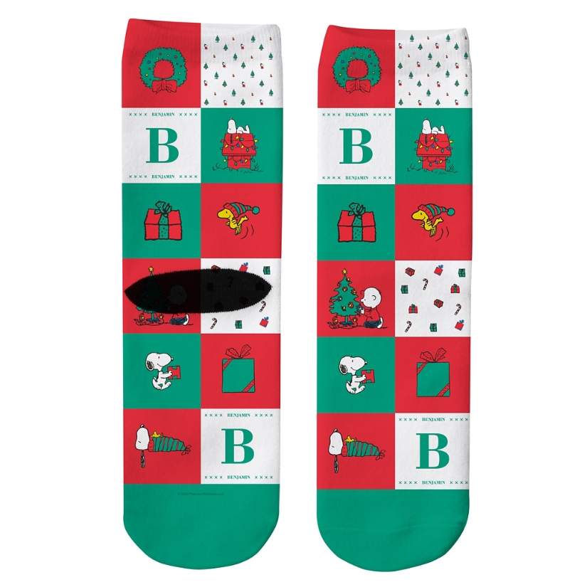 PEANUTS® Holiday Quilt Pattern Socks-S at Gifts.com