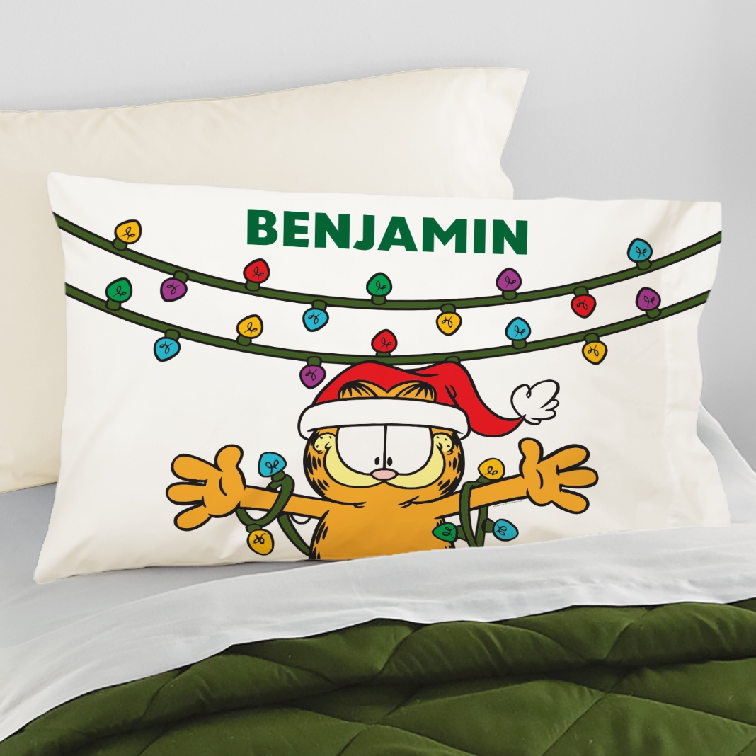GARFIELD® Christmas Lights Pillowcase | Personal Creations