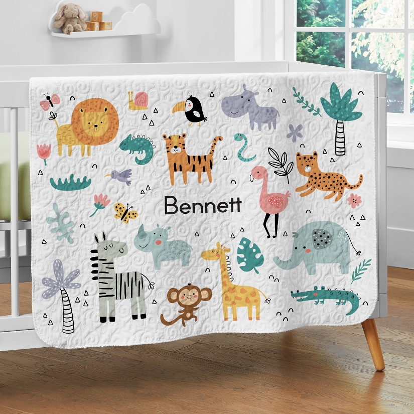 Safari Fun Quilted Baby Blanket | Personal Creations