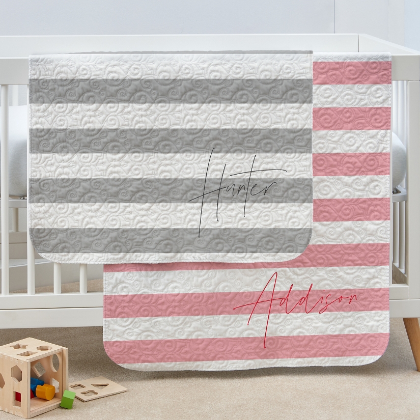 Signature Stripes Quilted Baby Blanket | Personal Creations