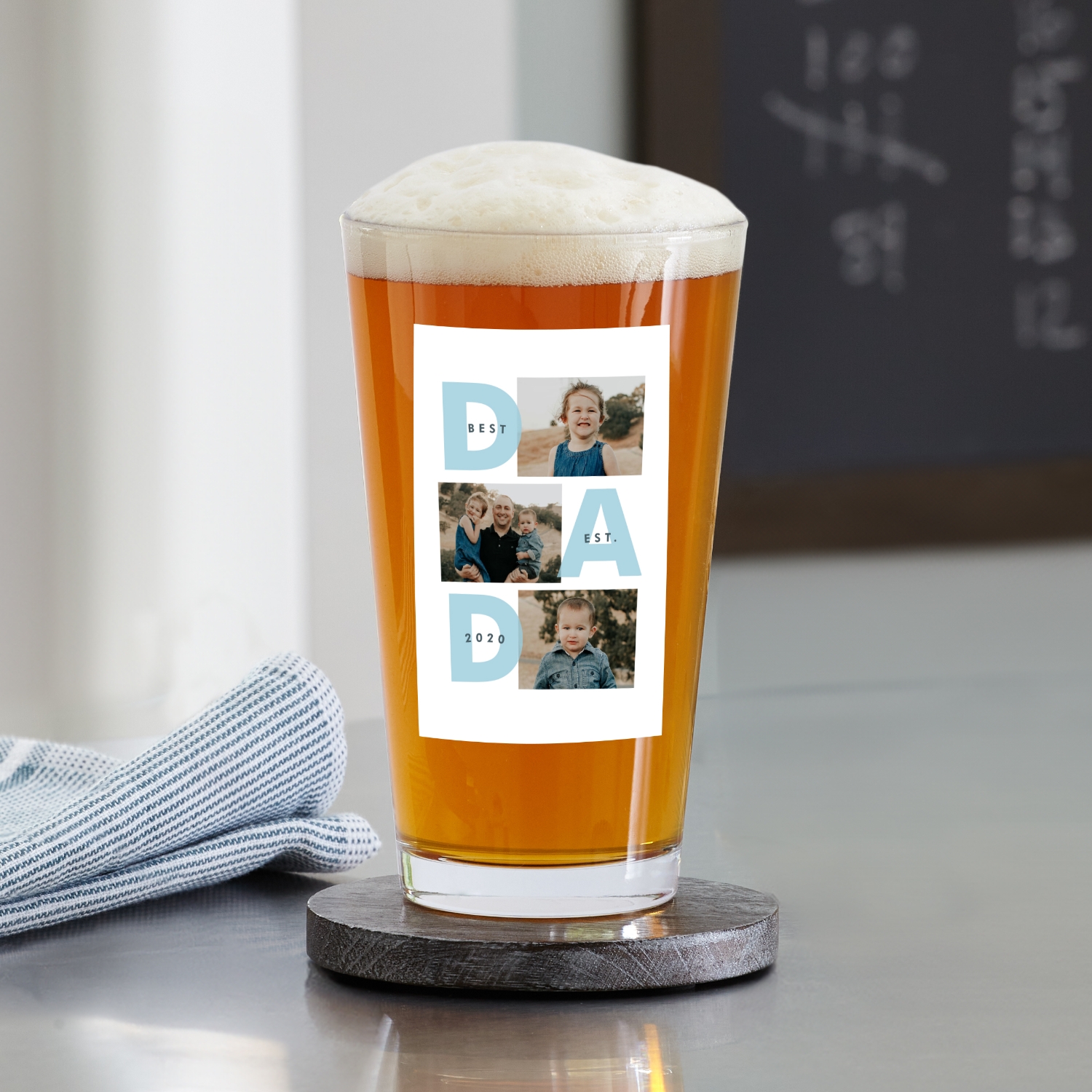 DAD Established Photo Collage Pint Glass at Gifts.com
