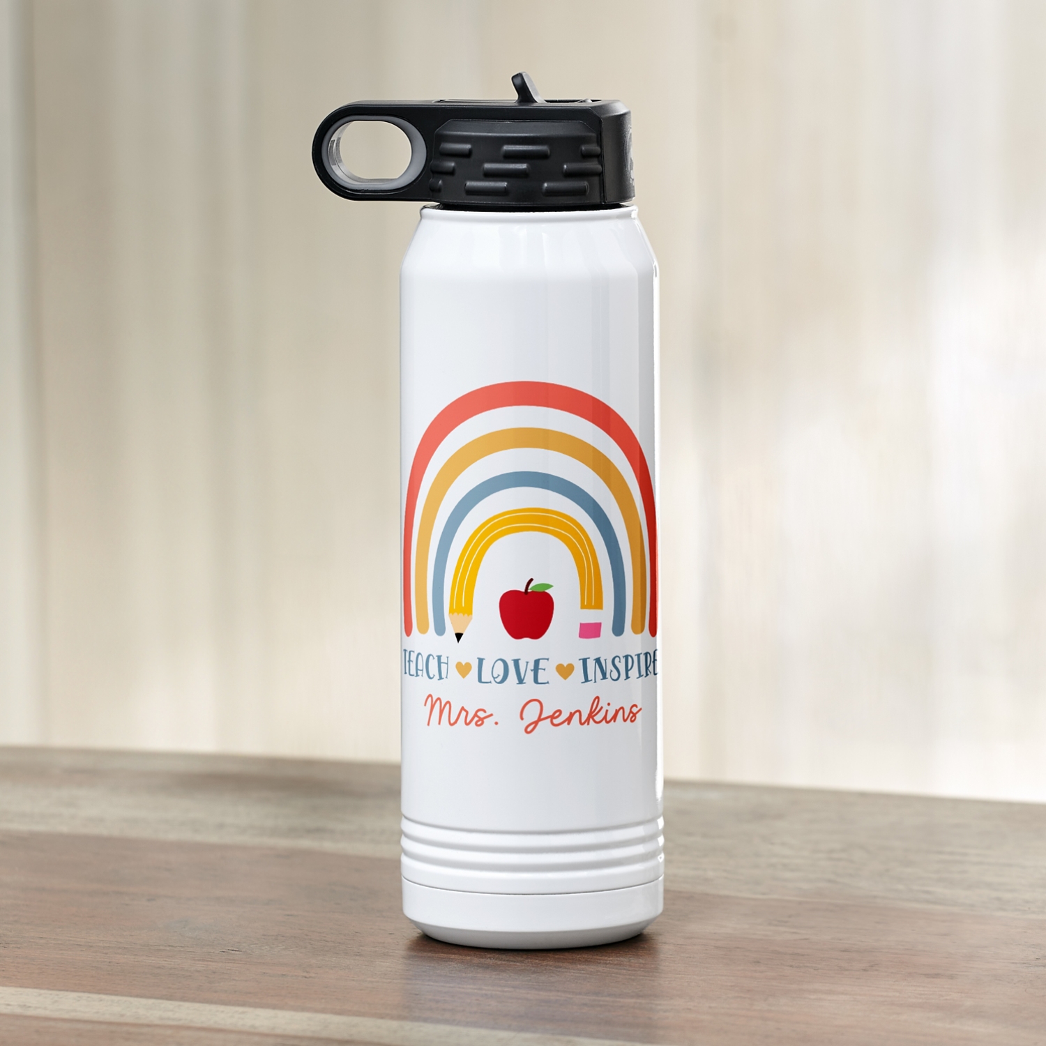 Teacher Rainbow Water Bottle at Gifts.com
