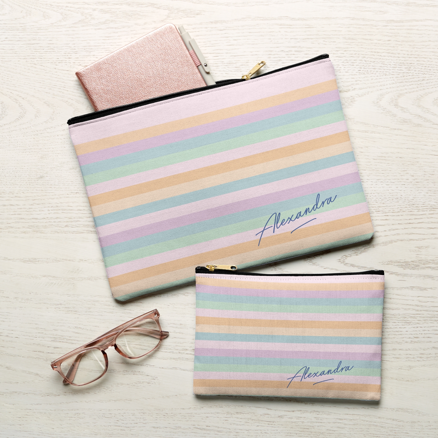 Pastel Stripes Zipper Pouch at Gifts.com