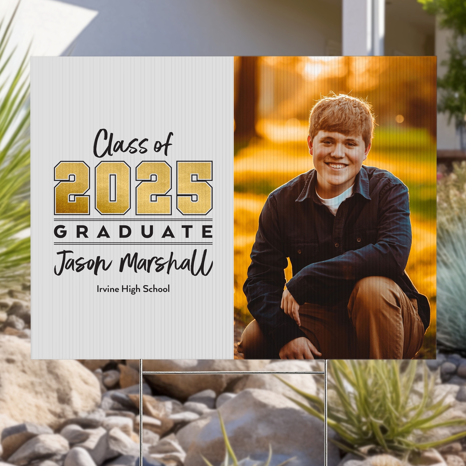 Stacked Year Graduation Photo Yard Sign at Gifts.com